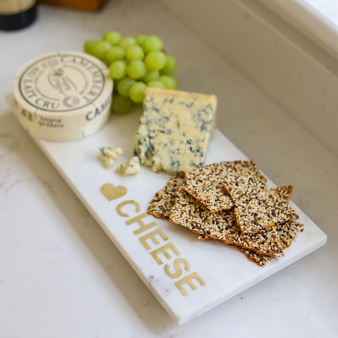 Marble Cheese Board with Brass Heart & Cheese Design – The Cheese Lady